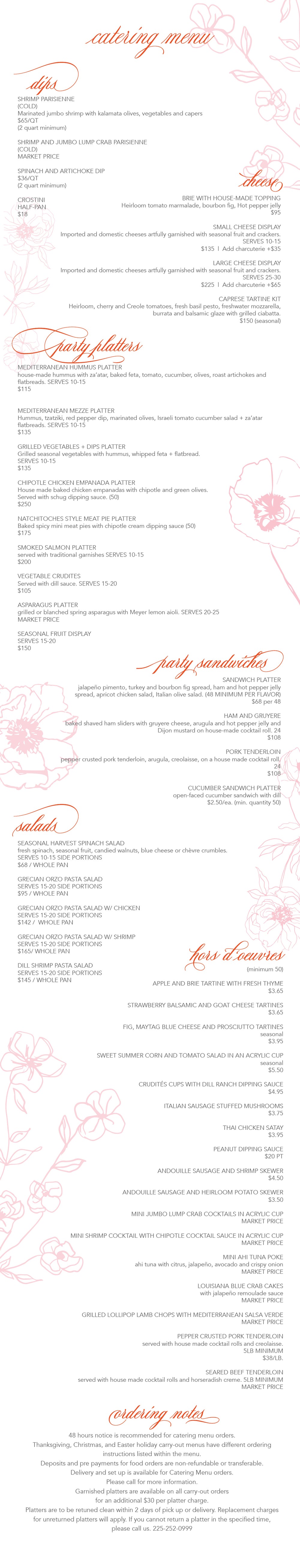 Catering Menu – Gourmet Girls