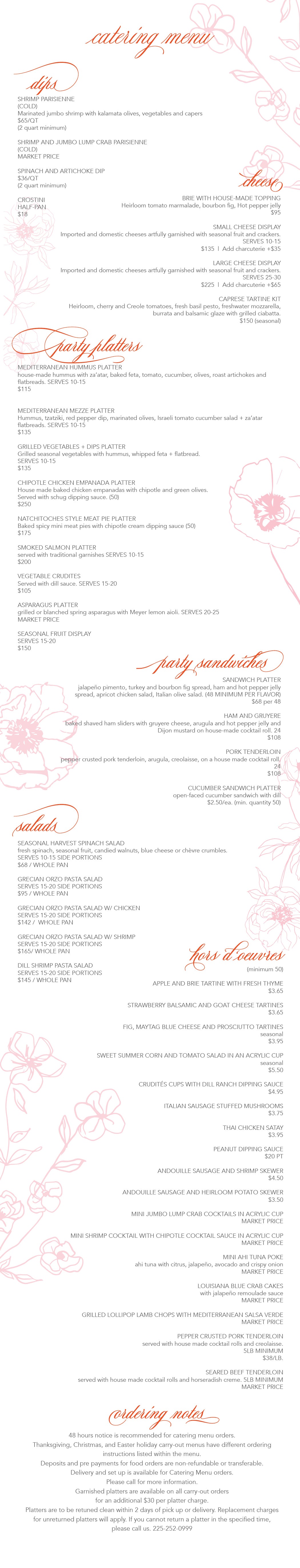 Catering Menu – Gourmet Girls